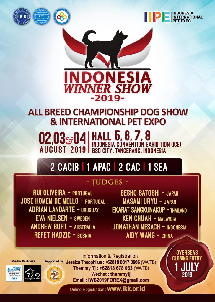 2019印度尼西亚全犬种冠军展赛事预告 Indonesia All Breed Championship Dog Show - 犬界网